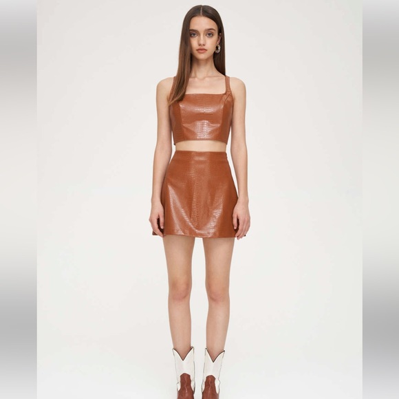 Cider | Skirts | Cider Brand Fanta Girl Faux Leather Top And Mini Skirt ...